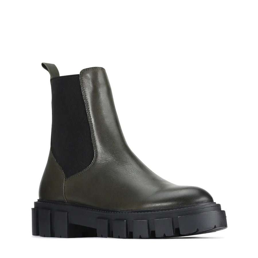 Our latest Boot from EOS - FEAT in Dark Olive – Watermelon Red