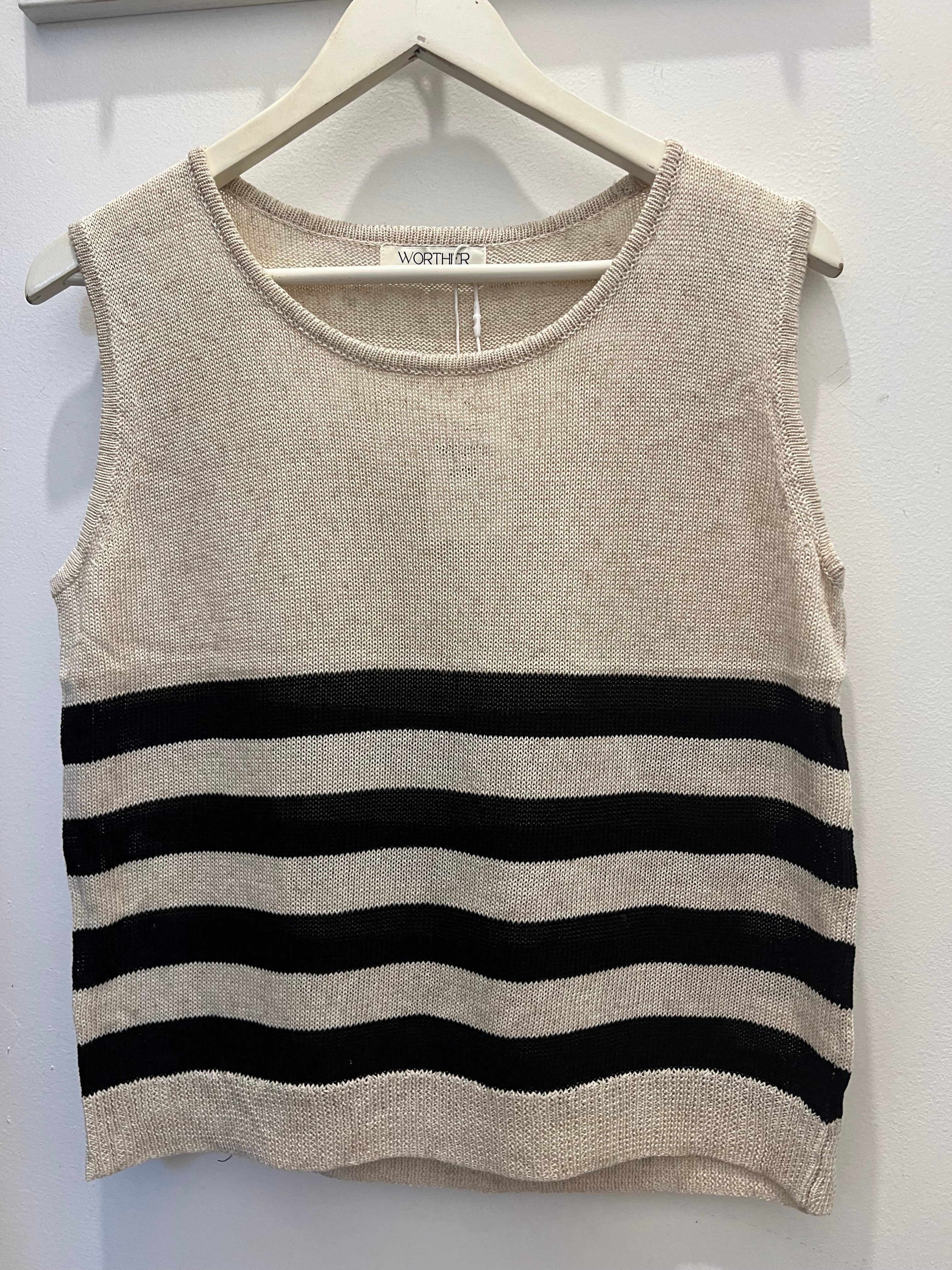 Sailor Striped Tank - Beige / Black – Watermelon Red