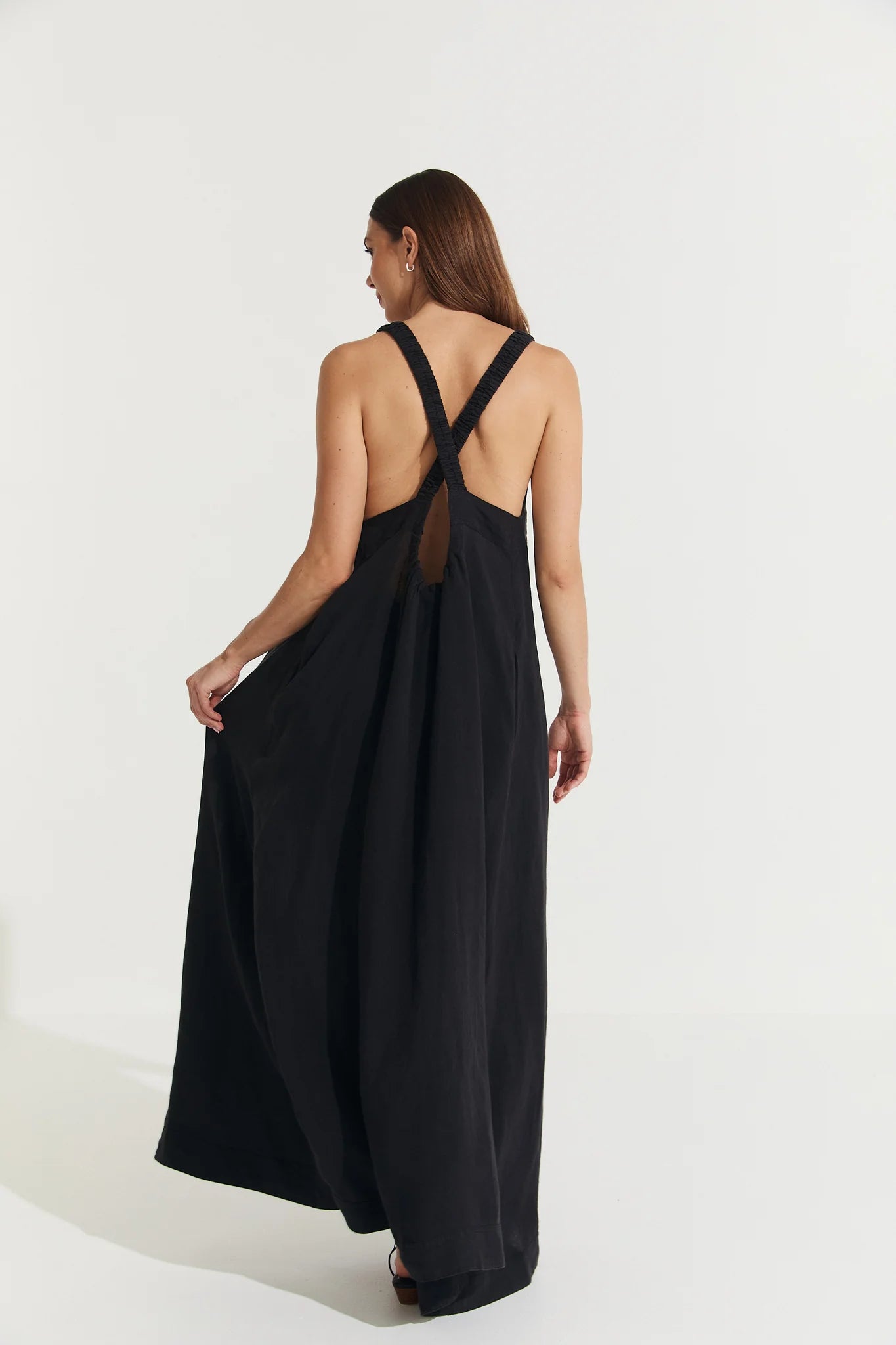 Scarlette Full Length Criss Cross Dress - Black – Watermelon Red