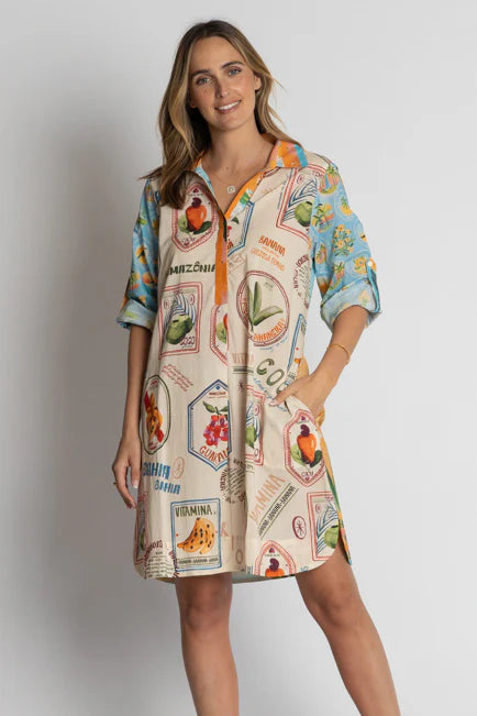 Exotica Shirtmaker Dress - Multi – Watermelon Red