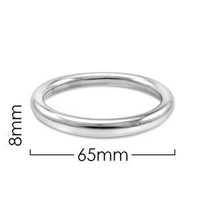 Hollow Tube S Silver Bangle 8mm Thick / 65 mm Width – Watermelon Red