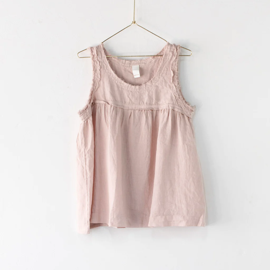 Frayed Italian Linen Summer Singlet - Rose – Watermelon Red