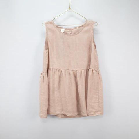 Linen Singlet Top with Buttoned Back - Rose – Watermelon Red