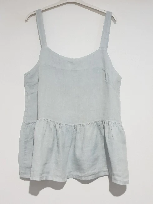 Solid Linen Singlet Top - Silver Blue – Watermelon Red